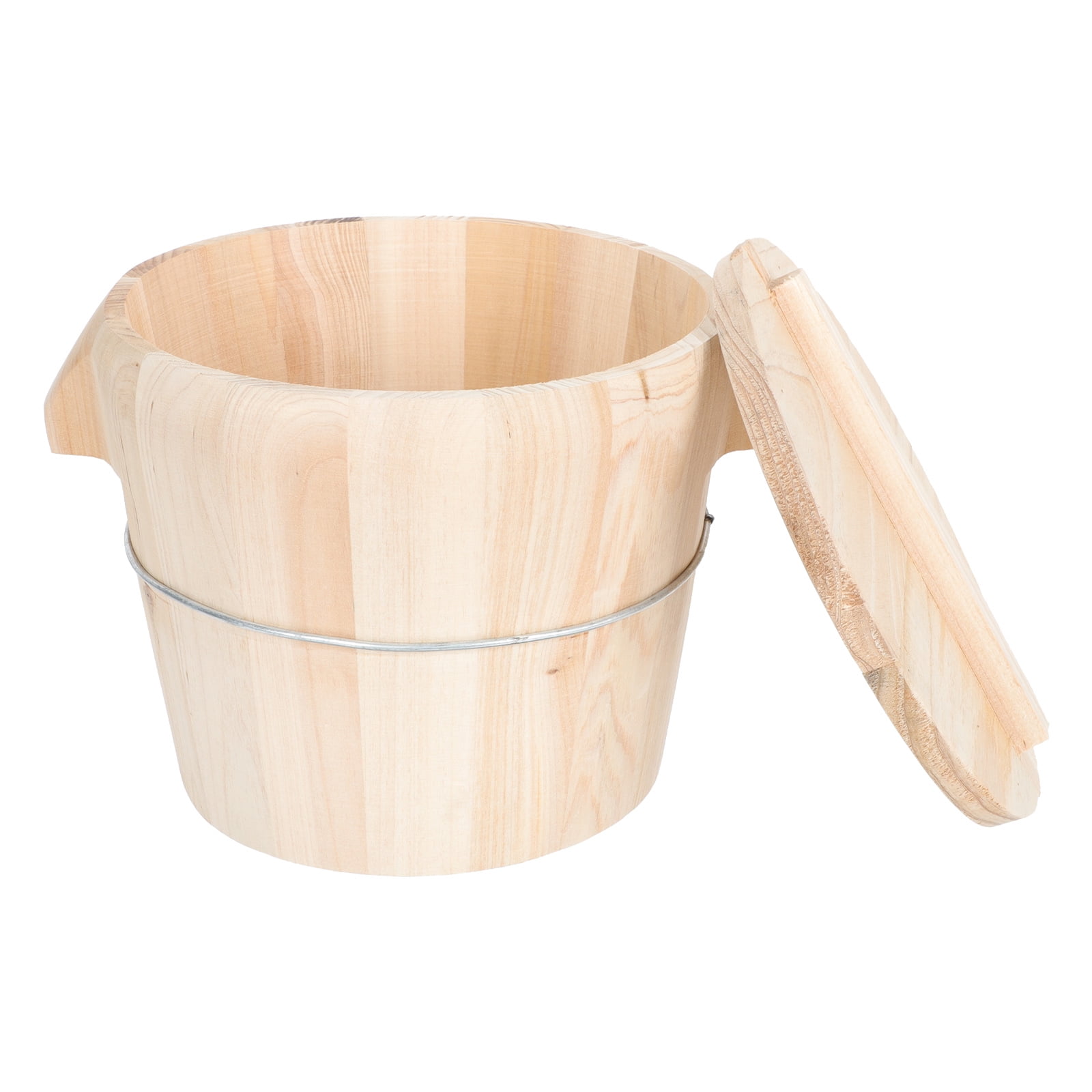 Bucket with Lid Pot Cedar Wood Steamed Rice Barrel Steaming - Walmart.com