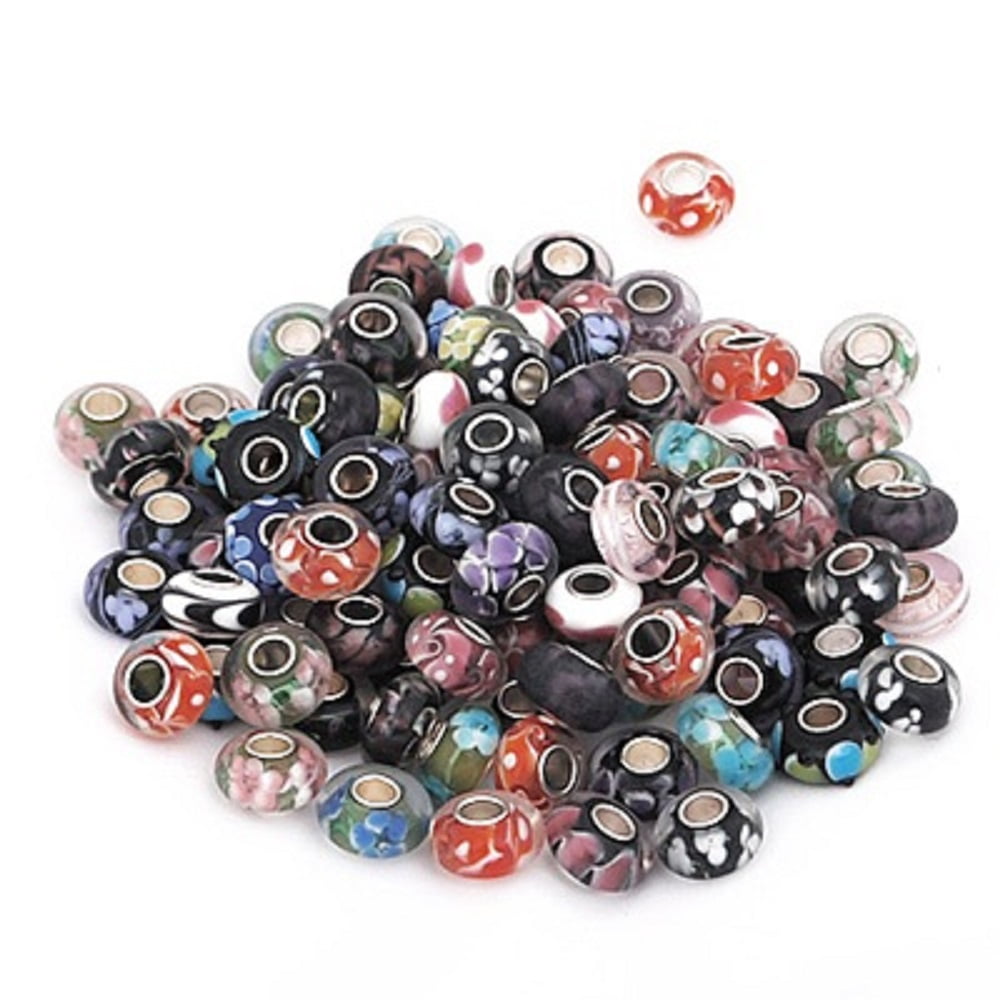 Buckets of Beads Twenty Assorted Multi Colored Pure Murano Glass Silver ...