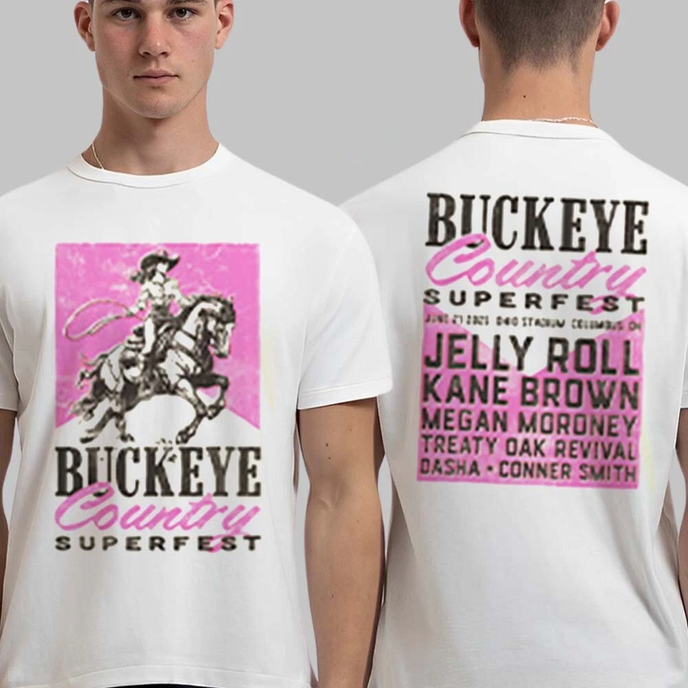 Buckeye Country Superfest 2025 Rodeo Girl Cowboy With Lineup 2 Sided T ...