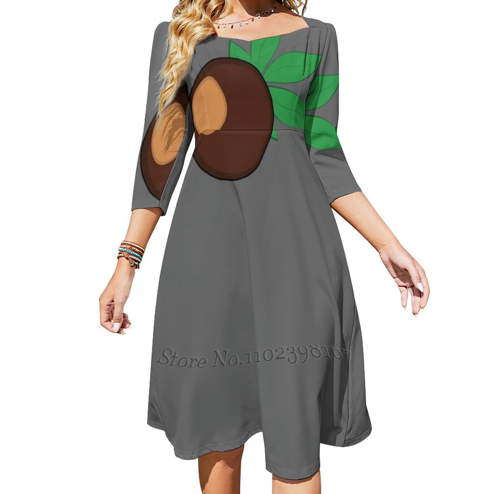 Buckeye With Leaf Sweetheart Knot Flared Dress Fashion Design Large ...