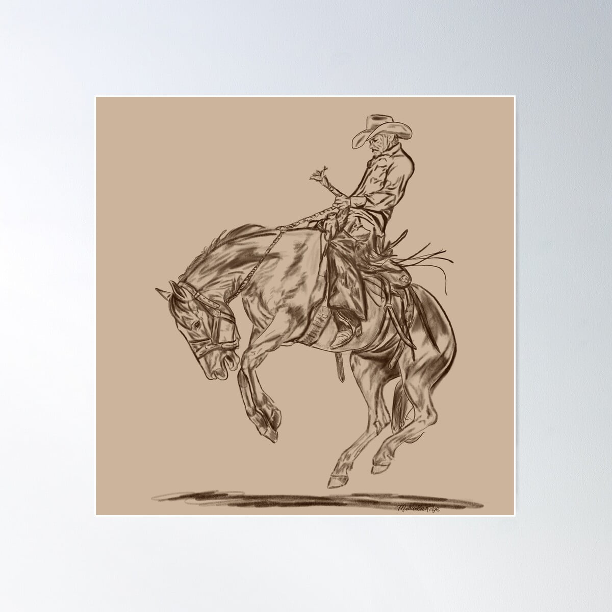 Bucking Bronc Rodeo Rider | Cow Pony | Stock Horse Poster Wall Art ...
