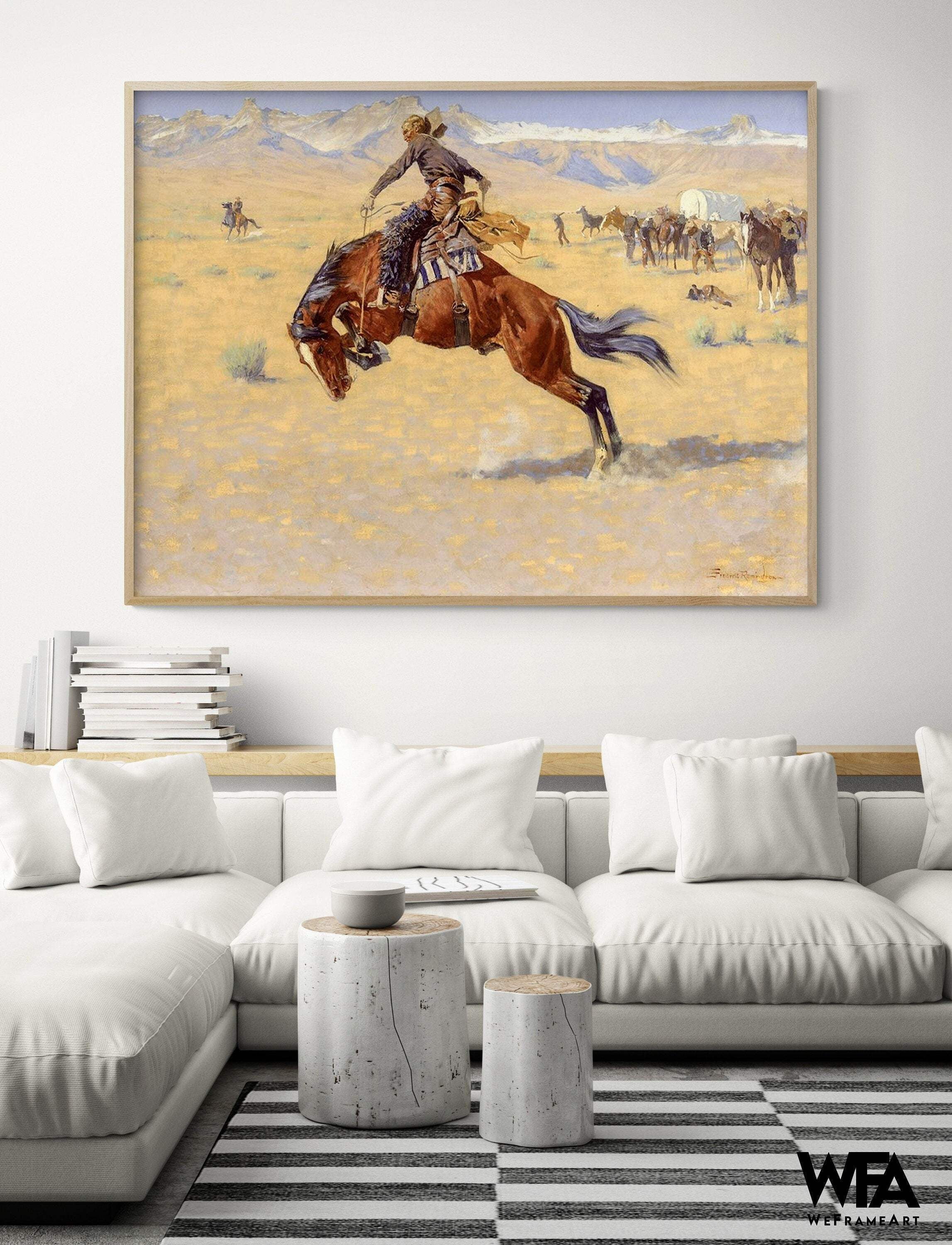 Bucking Horse Cowboy Print, Bucking Bronco Print, Old West Horse Style ...