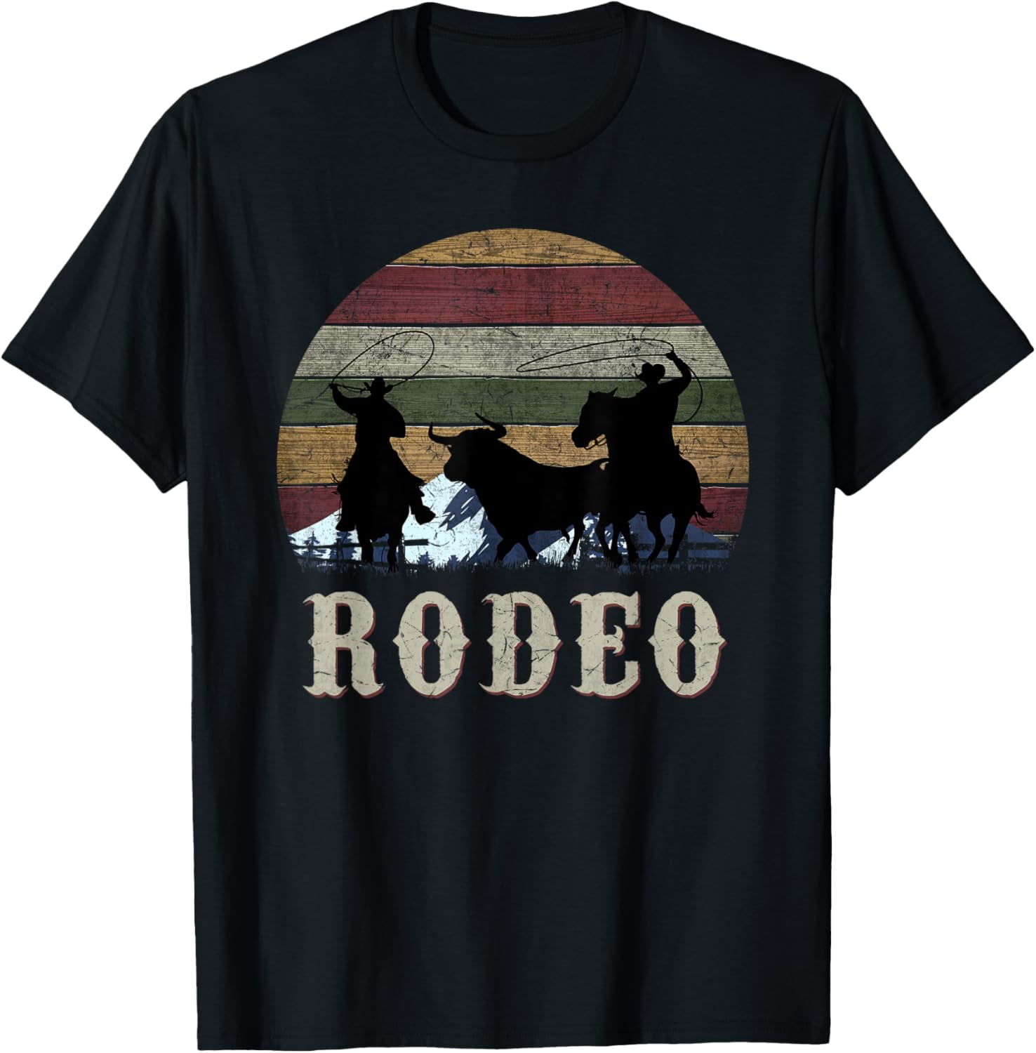 Bucking Rodeo Cowboy Team Roping Horse Riding Retro Funny Creative ...