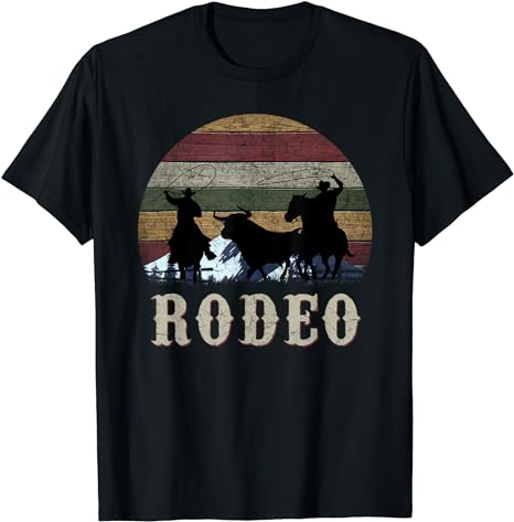 Bucking Rodeo Cowboy Team Roping Horse Riding Retro T-Shirt - Walmart.com