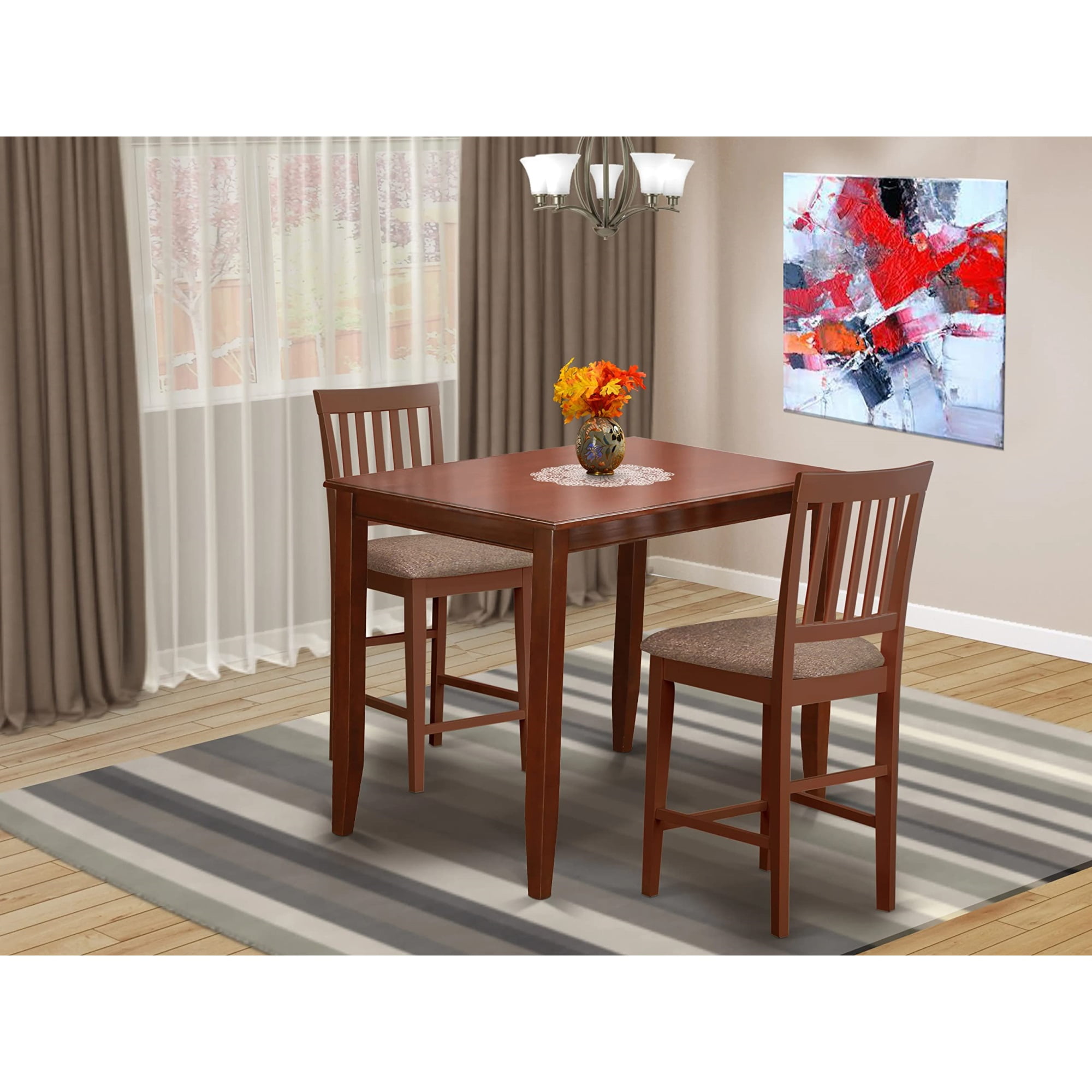 Buckland Mahogany Dining Table Set - Rectangular Shape, Counter Height ...