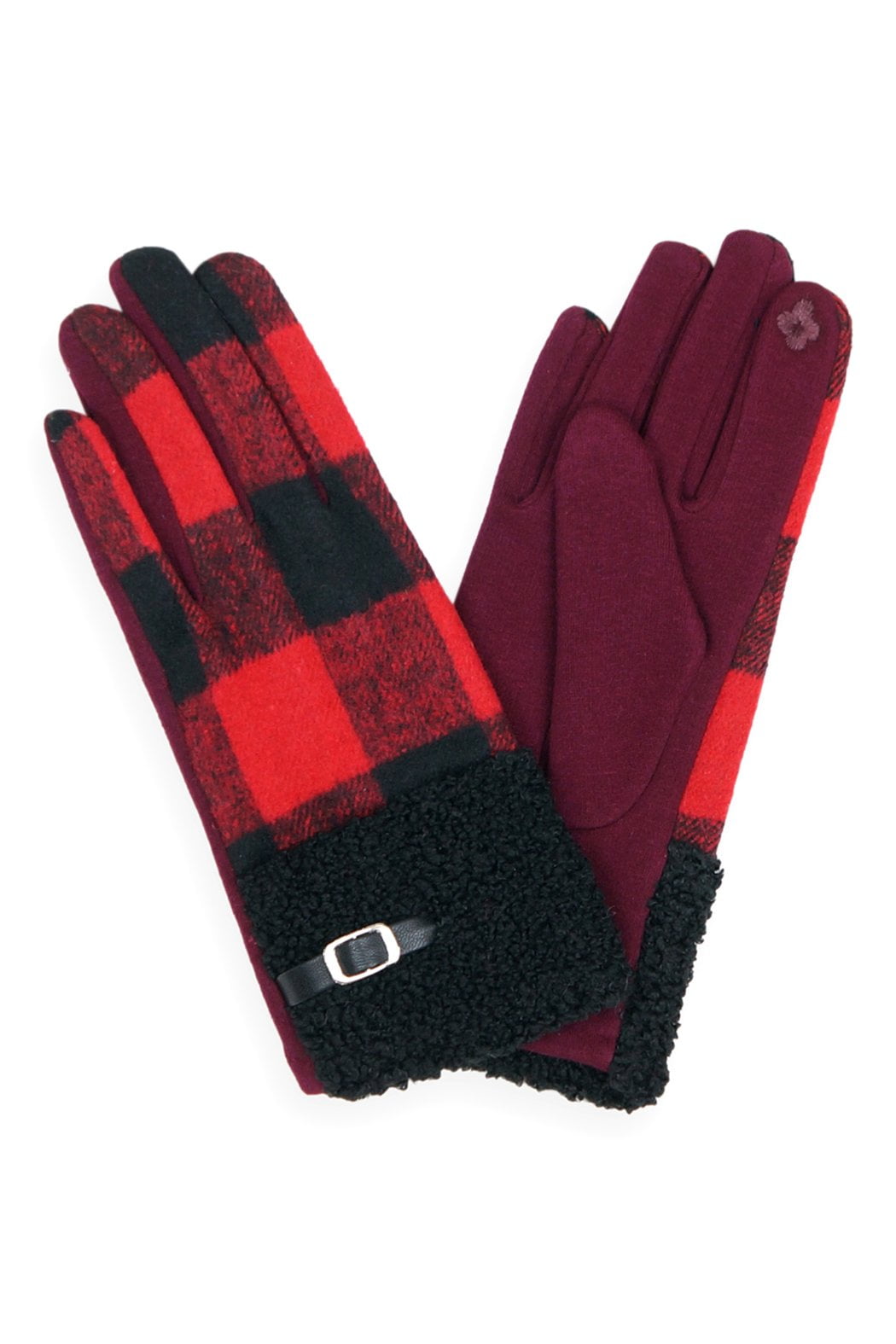 Buckle Buffalo Plaid Smart Touch Gloves Cell Phone Womens Black Red ...