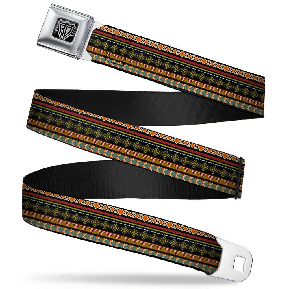 Buckle-Down Belt, Seatbelt Buckle Belt, Aztec Pattern Reds Blues Greens ...