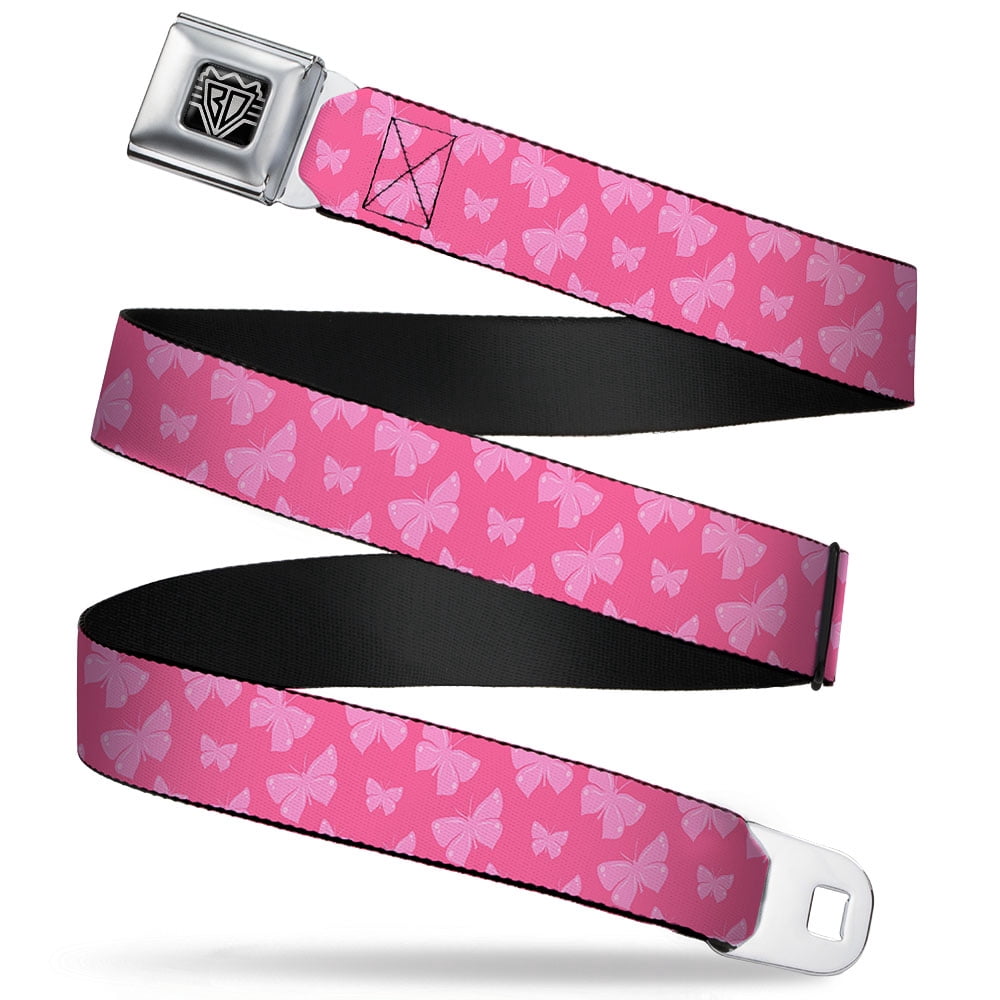Buckle-Down Belt, Seatbelt Buckle Belt, Butterflies Pink, 30 to 44 ...