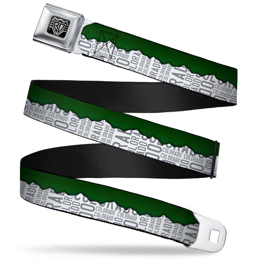 Buckle-Down Belt, Seatbelt Buckle Belt, Colorado Mountains Green White ...