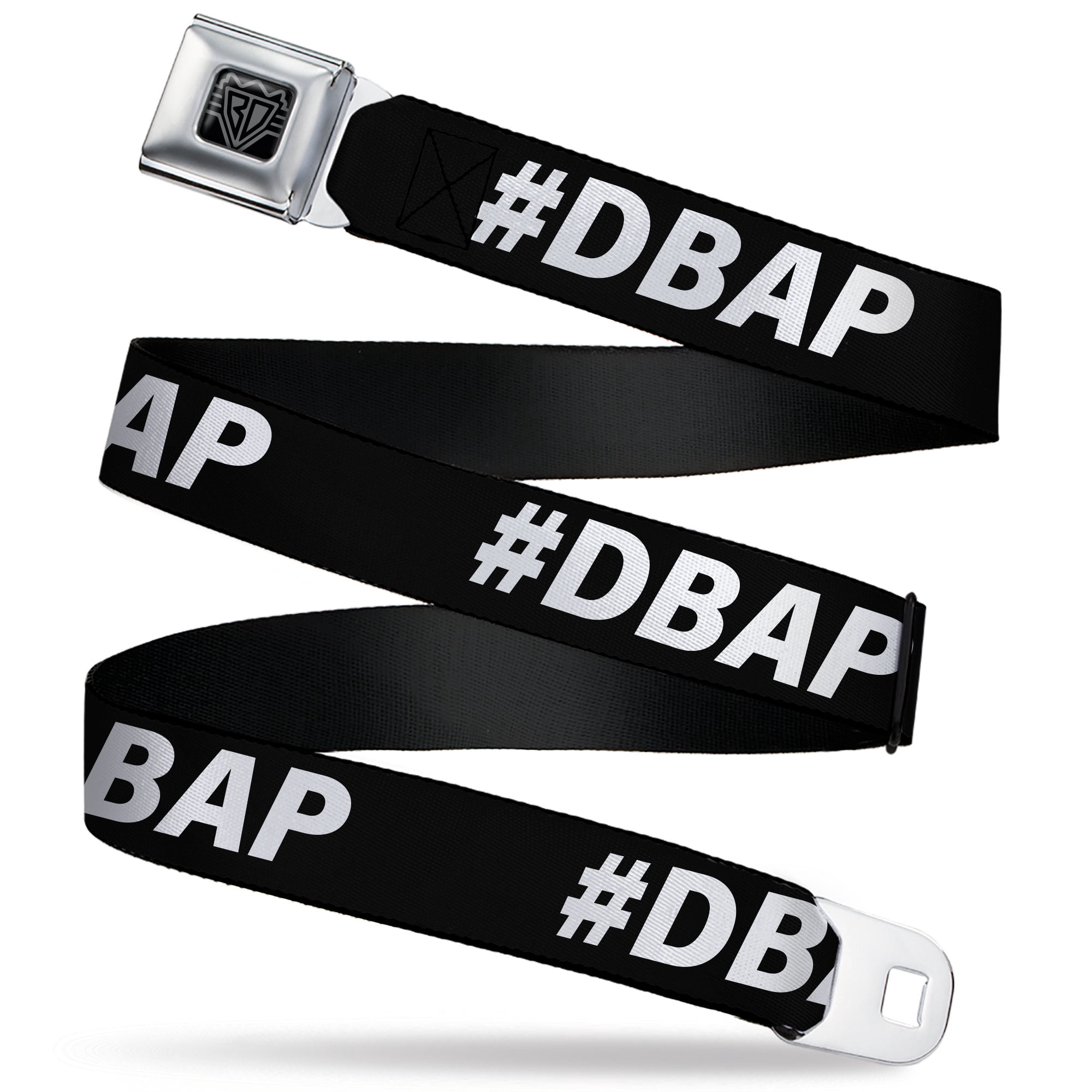 Buckle-Down Belt, Seatbelt Buckle Belt, #DBAP Hash Tag Text Black White ...