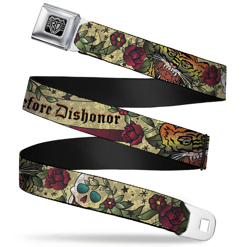 Buckle-Down Belt, Seatbelt Buckle Belt, Death Before Dishonor Tan, 34 ...