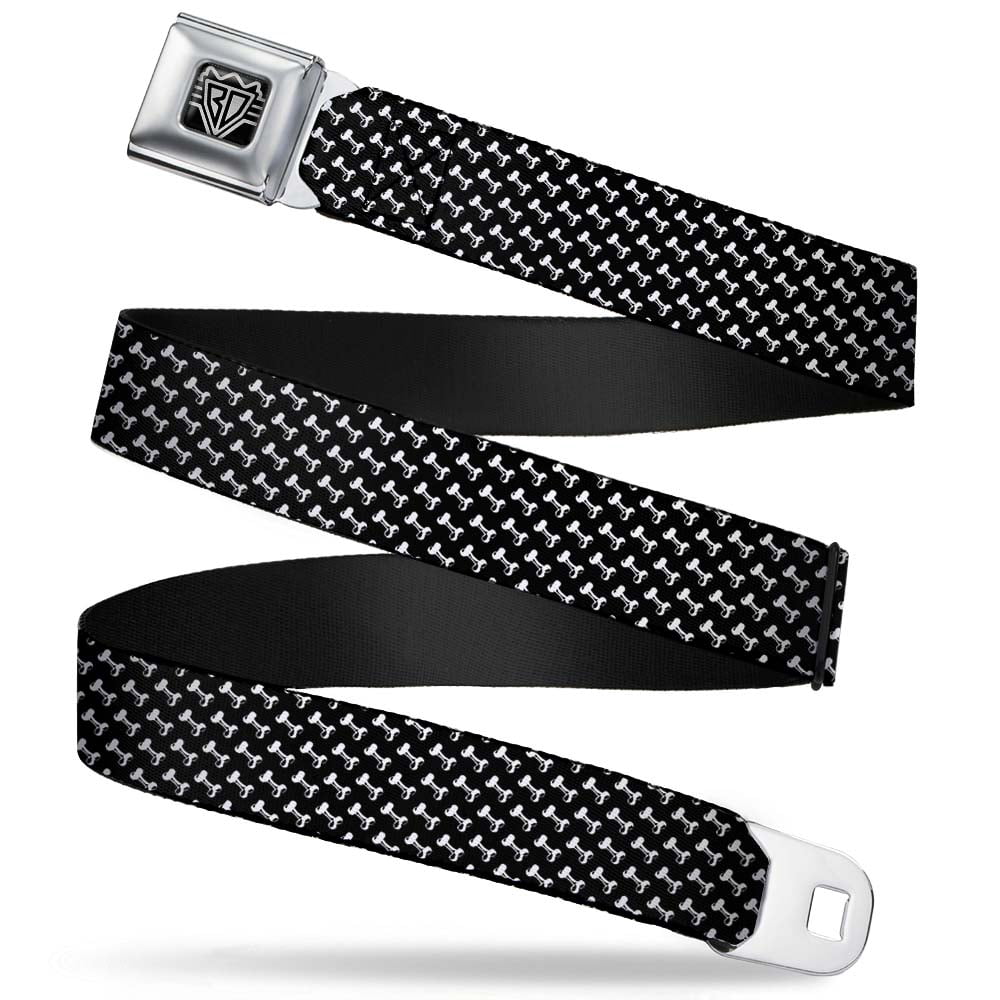Buckle-Down Belt, Seatbelt Buckle Belt, Dog Bone Black White, 34 to 52 ...