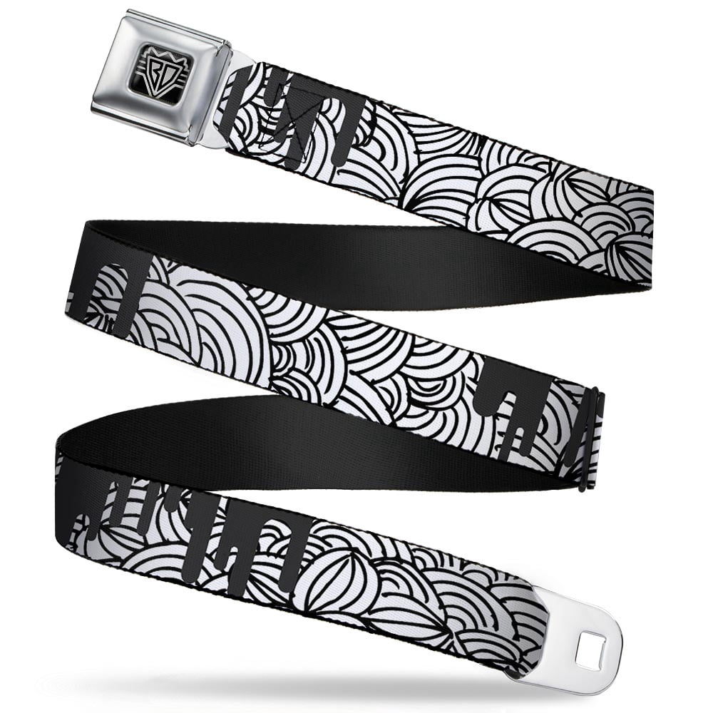 Buckle-Down Belt, Seatbelt Buckle Belt, Doodle Paint Drips White Black ...