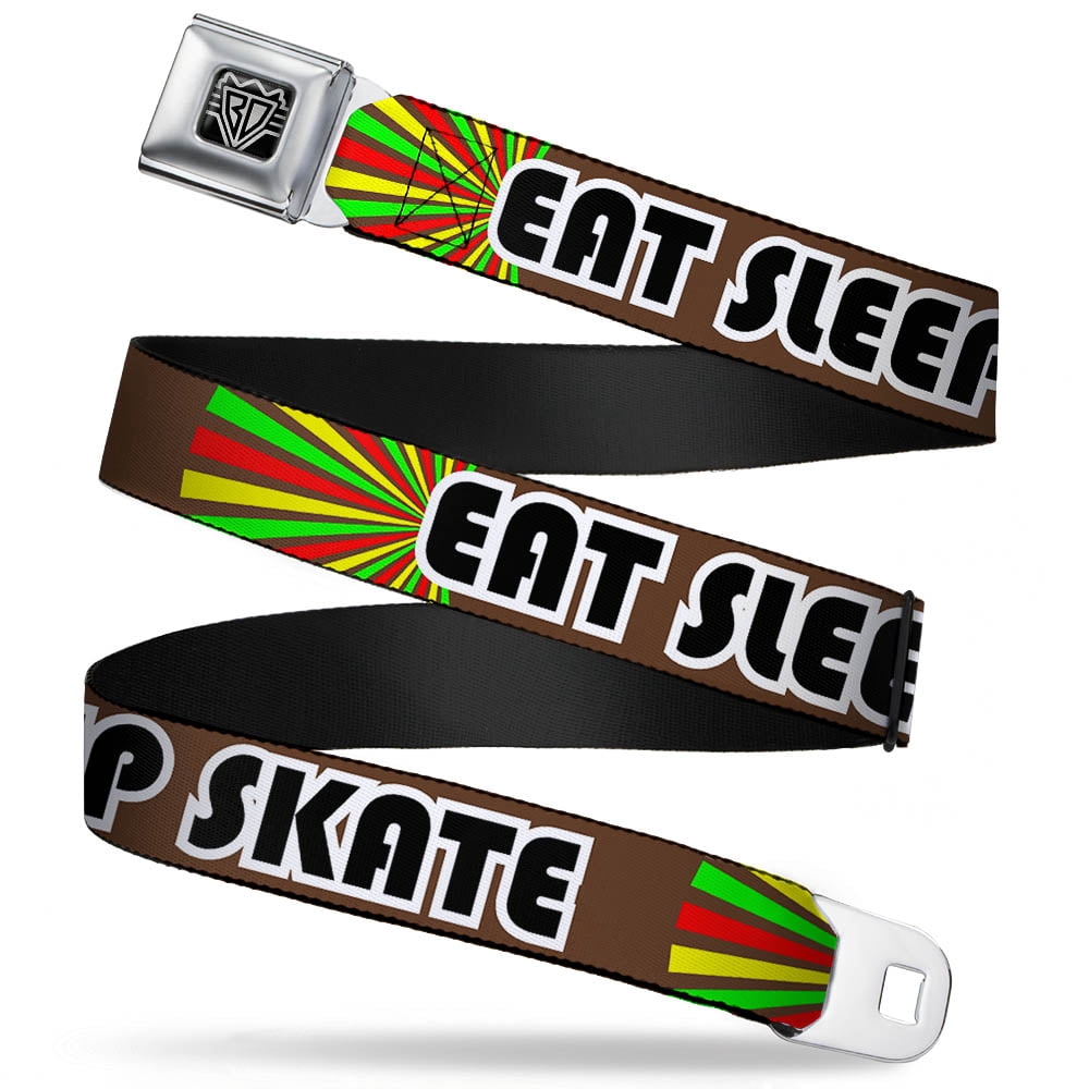 Buckle-Down Belt, Seatbelt Buckle Belt, Eat Sleep Skate Brown Rasta ...