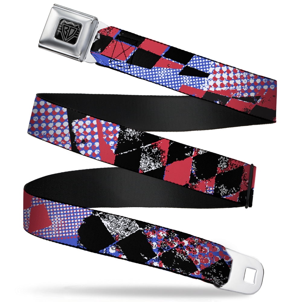 Buckle-Down Belt, Seatbelt Buckle Belt, Grunge Checker Flag Blue Red ...