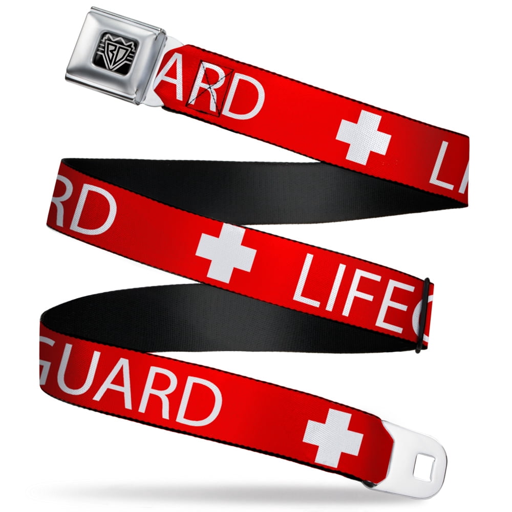 Buckle-Down Belt, Seatbelt Buckle Belt, Lifeguard Logo Red White, Youth ...