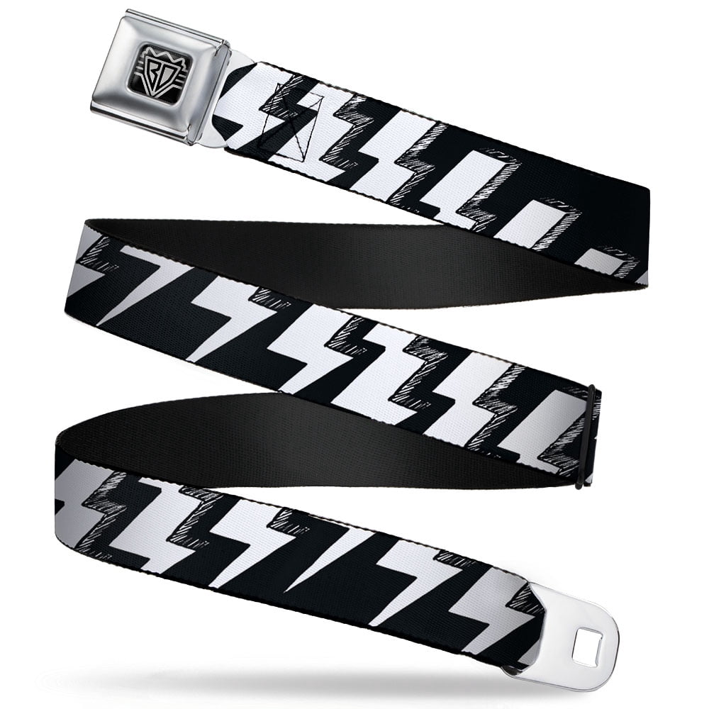 Buckle-Down Belt, Seatbelt Buckle Belt, Lightning Bolts Sketch Black ...