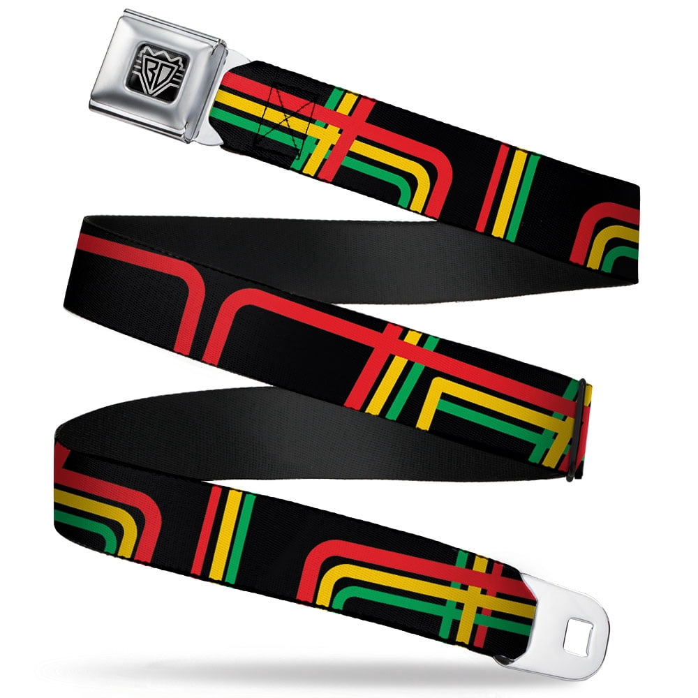 Buckle-Down Belt, Seatbelt Buckle Belt, Maze Lines Black Rasta, 30 to ...