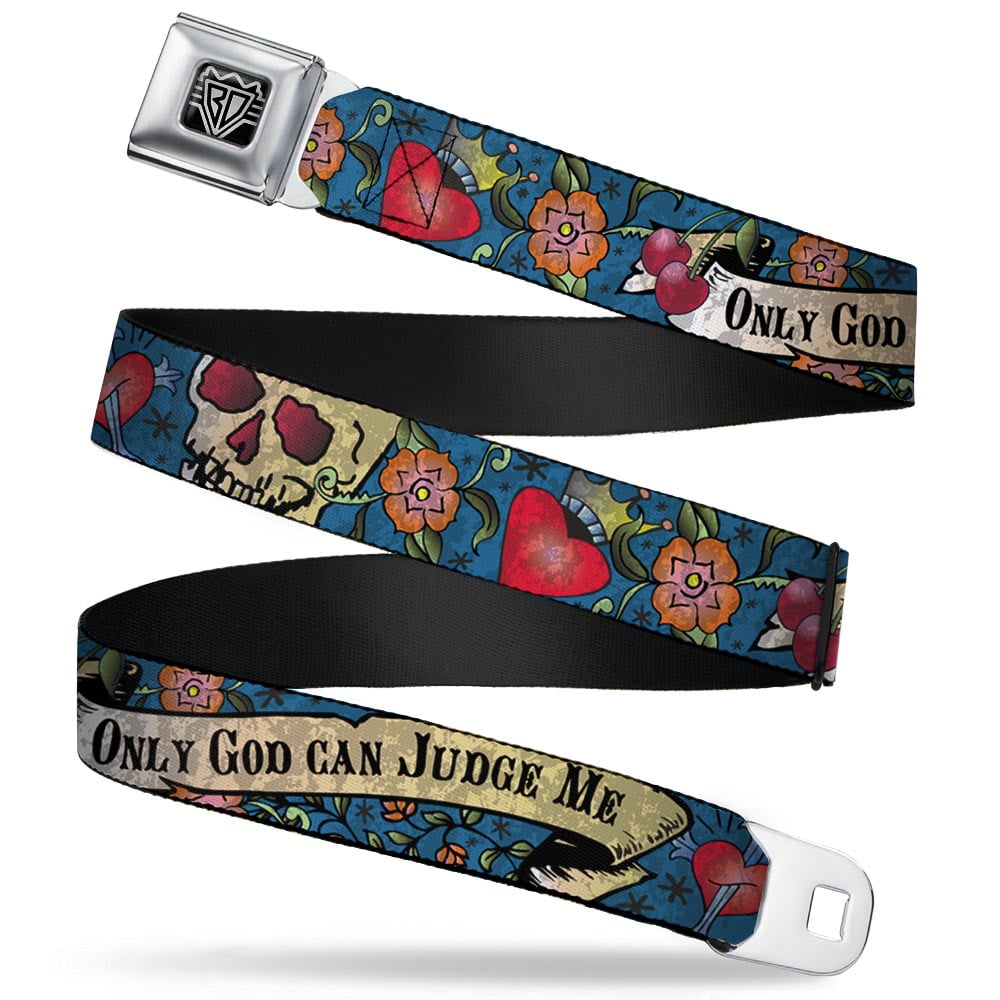 Buckle-Down Belt, Seatbelt Buckle Belt, Only God Can Judge Me Blue, 34 ...