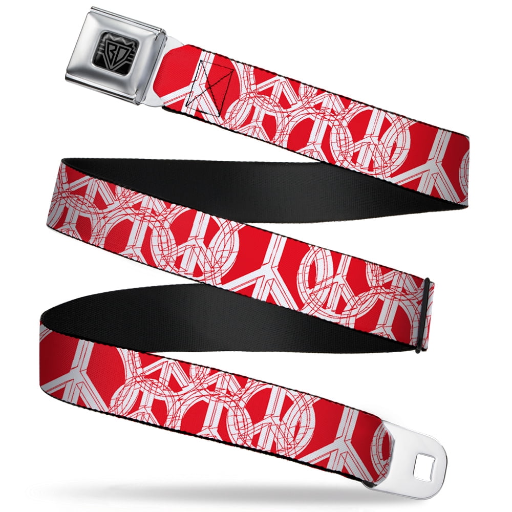 Buckle-Down Belt, Seatbelt Buckle Belt, Peace Sketch Red White, Youth ...