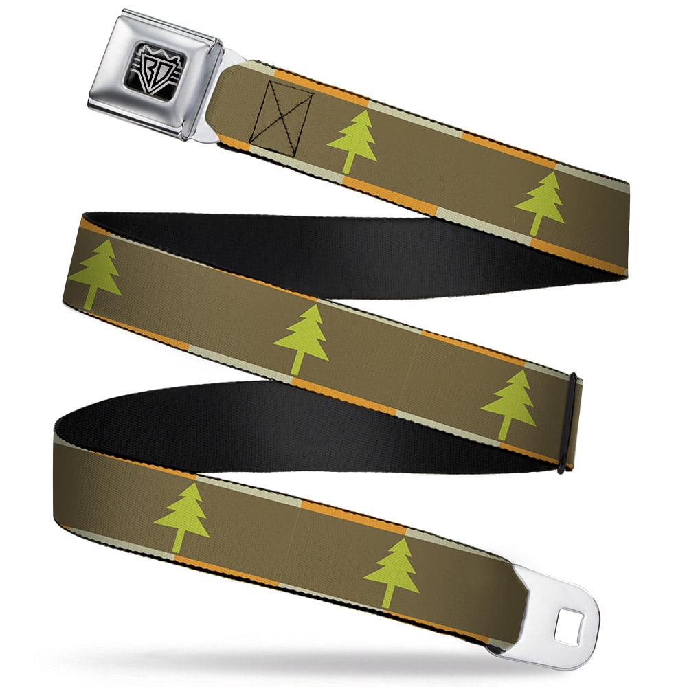 Buckle-Down Belt, Seatbelt Buckle Belt, Pine Trees Blocks Olive Orange ...