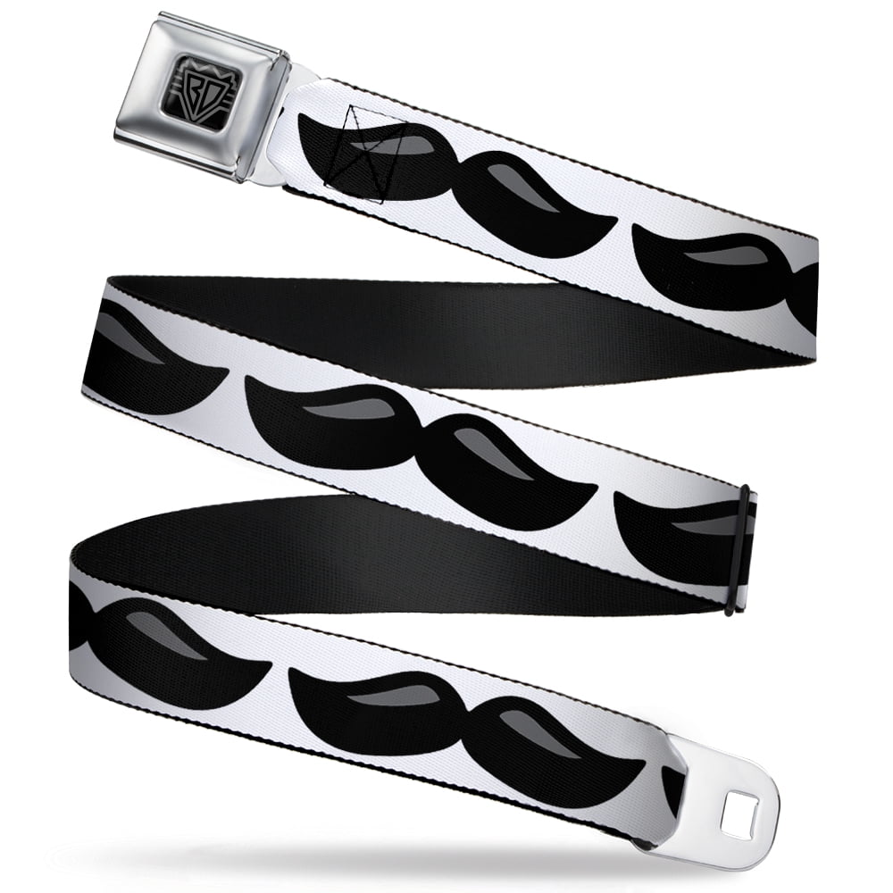 Buckle-Down Belt, Seatbelt Buckle Belt, Plastic Mustache White Black ...