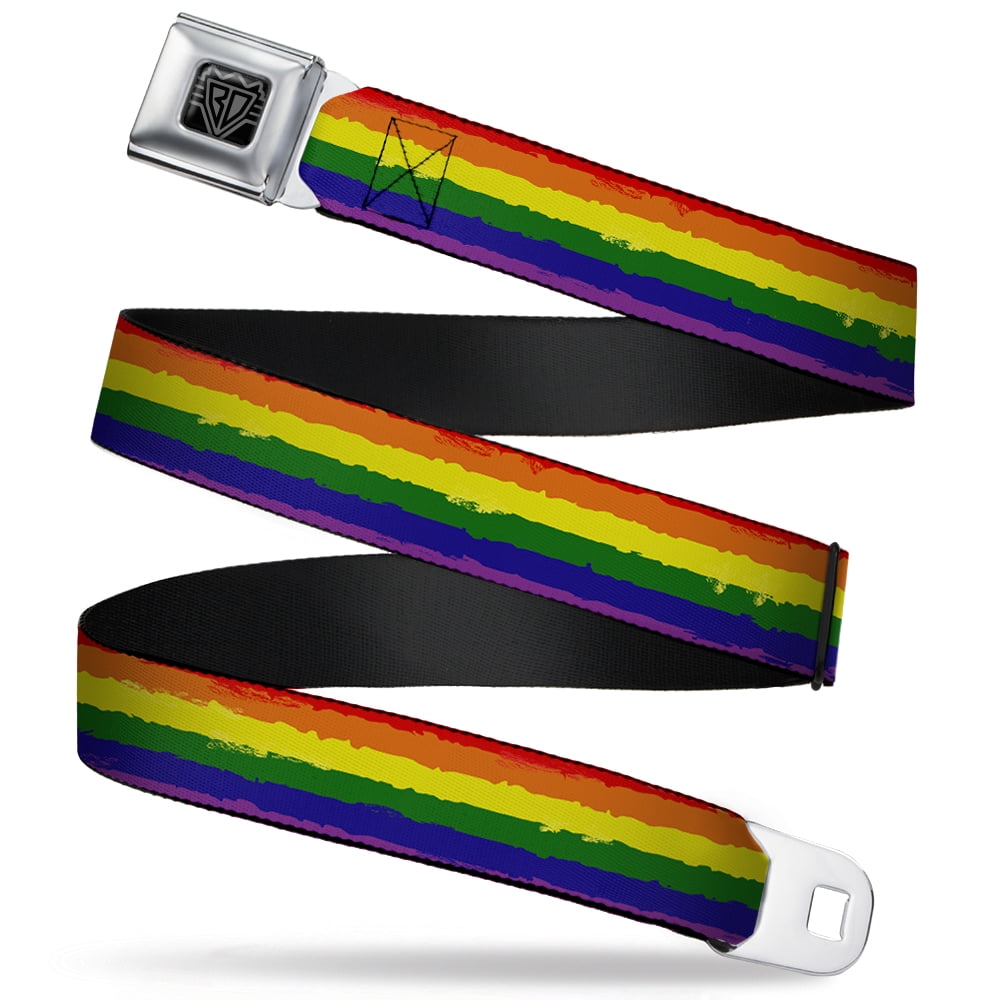 Buckle-Down Belt, Seatbelt Buckle Belt, Rainbow Stripe Painted, Youth ...