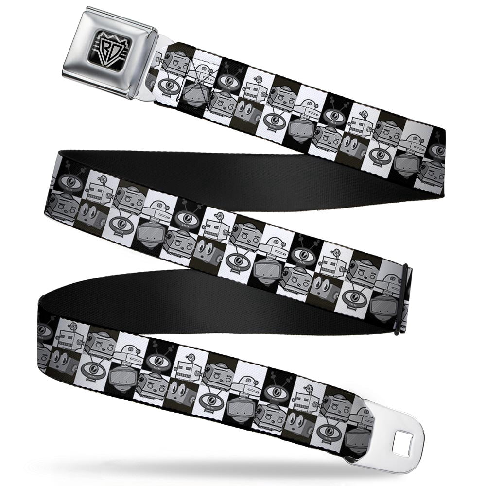 Buckle-Down Belt, Seatbelt Buckle Belt, Robot Heads Checkers Black ...