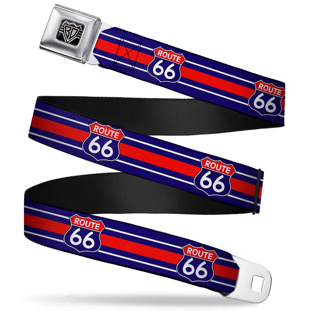 Buckle-Down Belt, Seatbelt Buckle Belt, Route 66 Highway Sign Stripe ...