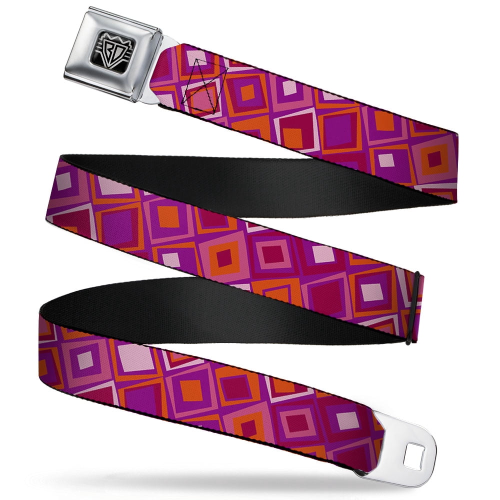 Buckle-Down Belt, Seatbelt Buckle Belt, Skewed Squares Stacked Purple ...