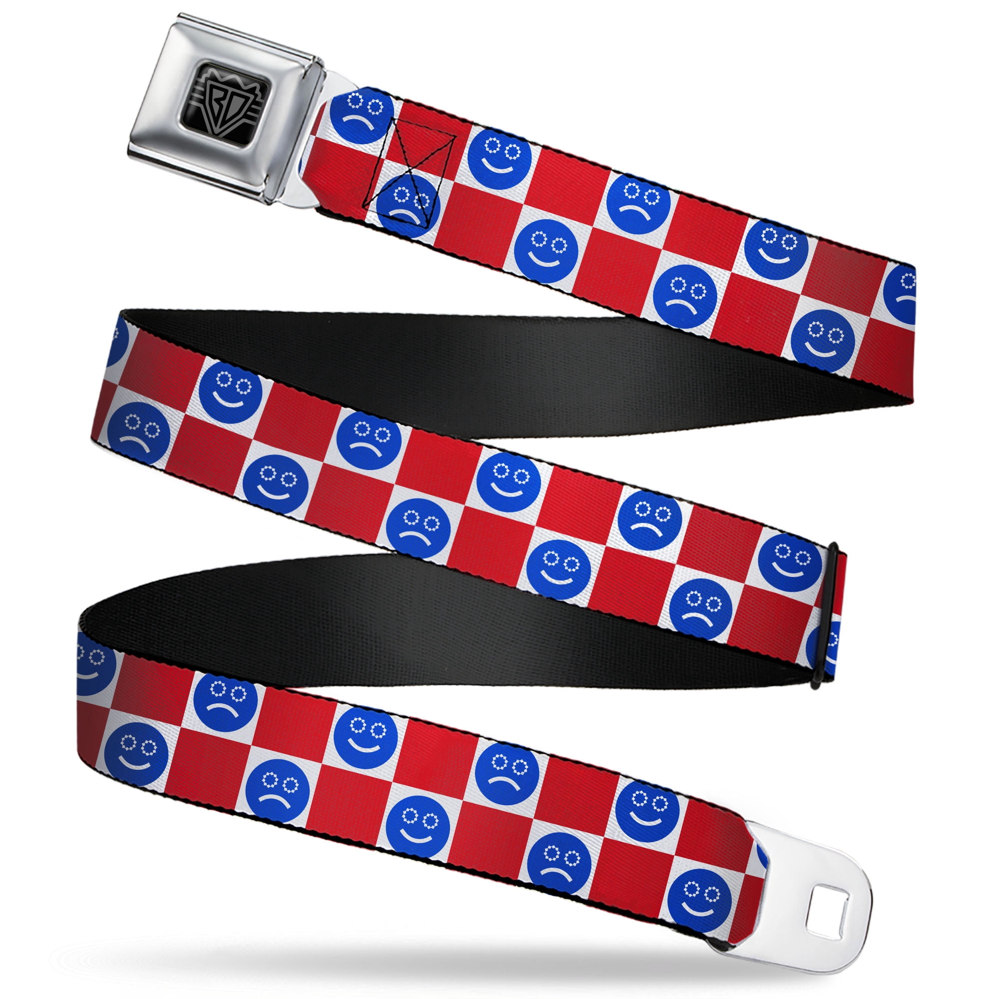 Buckle-Down Belt, Seatbelt Buckle Belt, Smiley Sad Face Checker Red ...