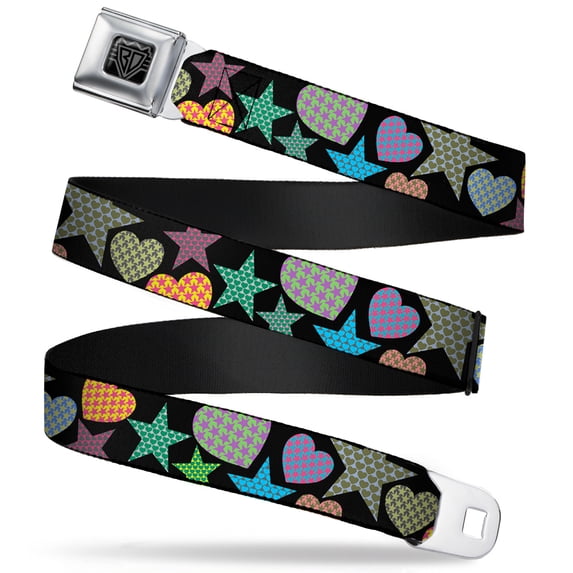 Buckle-Down Belt, Seatbelt Buckle Belt, Stars In Hearts In Stars Black ...