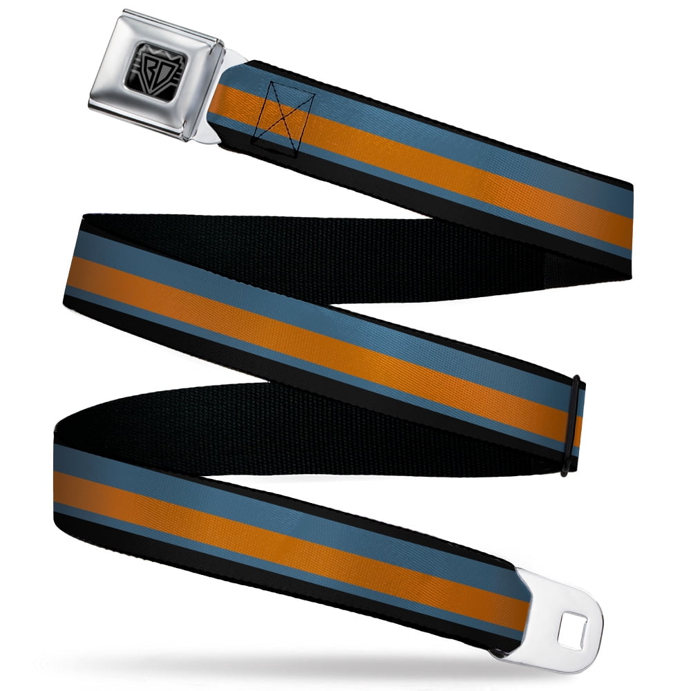 Buckle-Down Belt, Seatbelt Buckle Belt, Stripes Black Steel Blue Orange ...