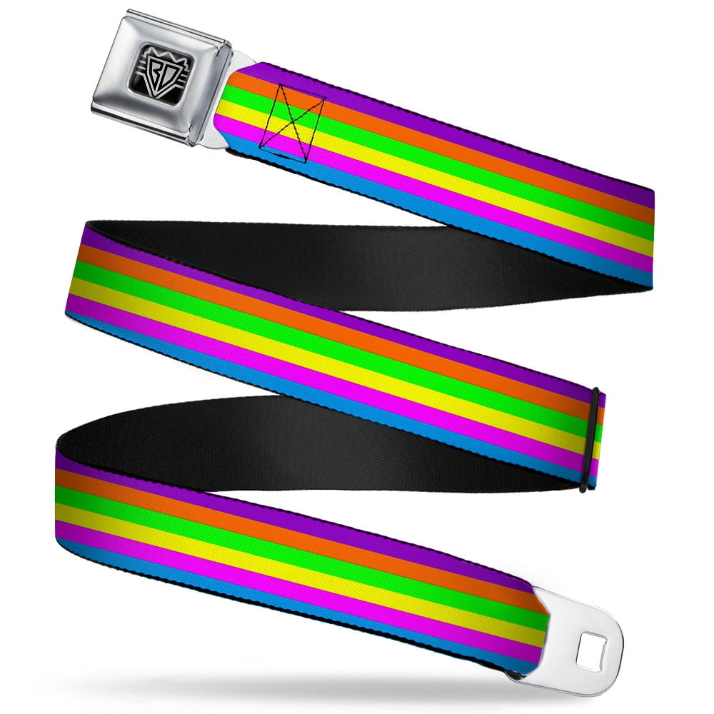 Buckle-Down Belt, Seatbelt Buckle Belt, Stripes Purple Orange Green ...