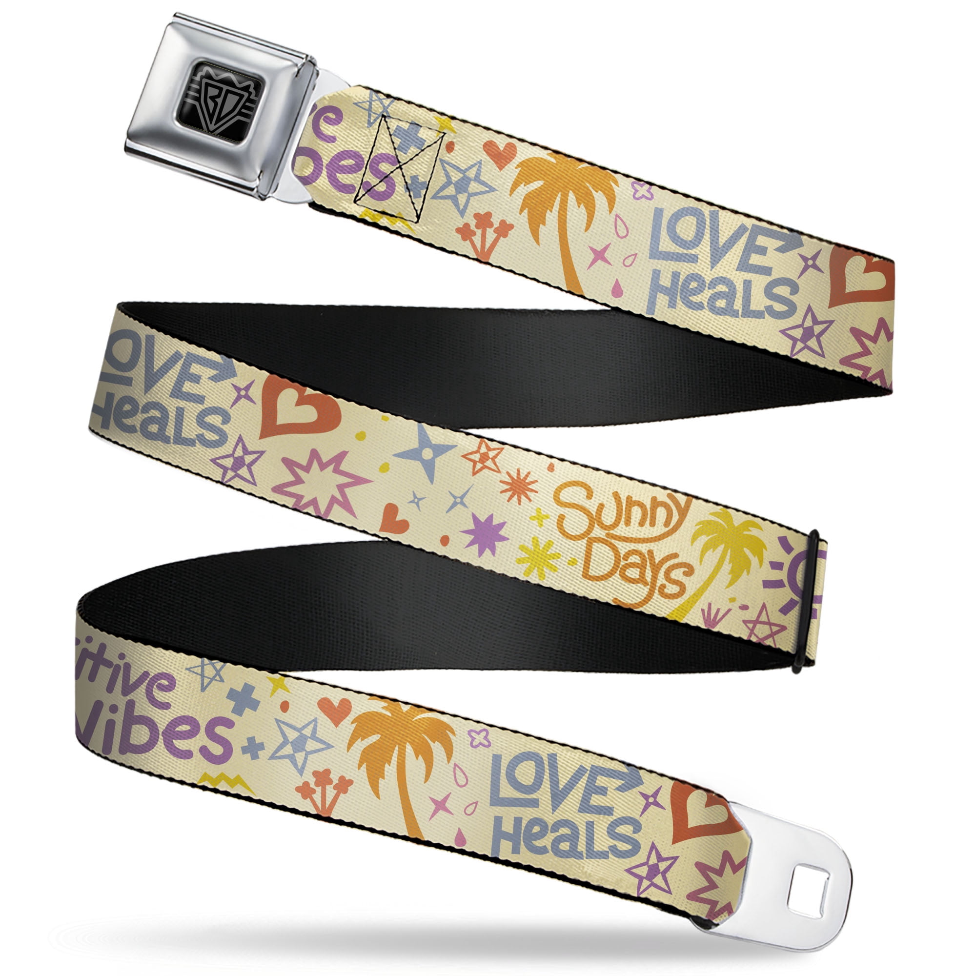 Buckle-Down Belt, Seatbelt Buckle Belt, Summer Harmony Collage Beige ...