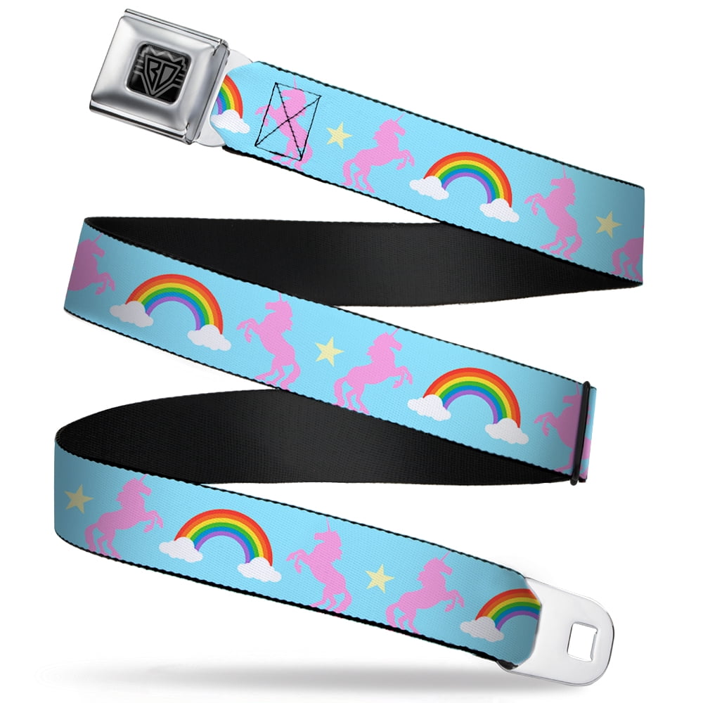 Buckle-Down Belt, Seatbelt Buckle Belt, Unicorns Rainbow Star Baby Blue ...