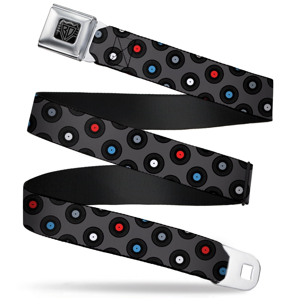 Buckle-Down Belt, Seatbelt Buckle Belt, Vinyl Records Gray Black Red ...