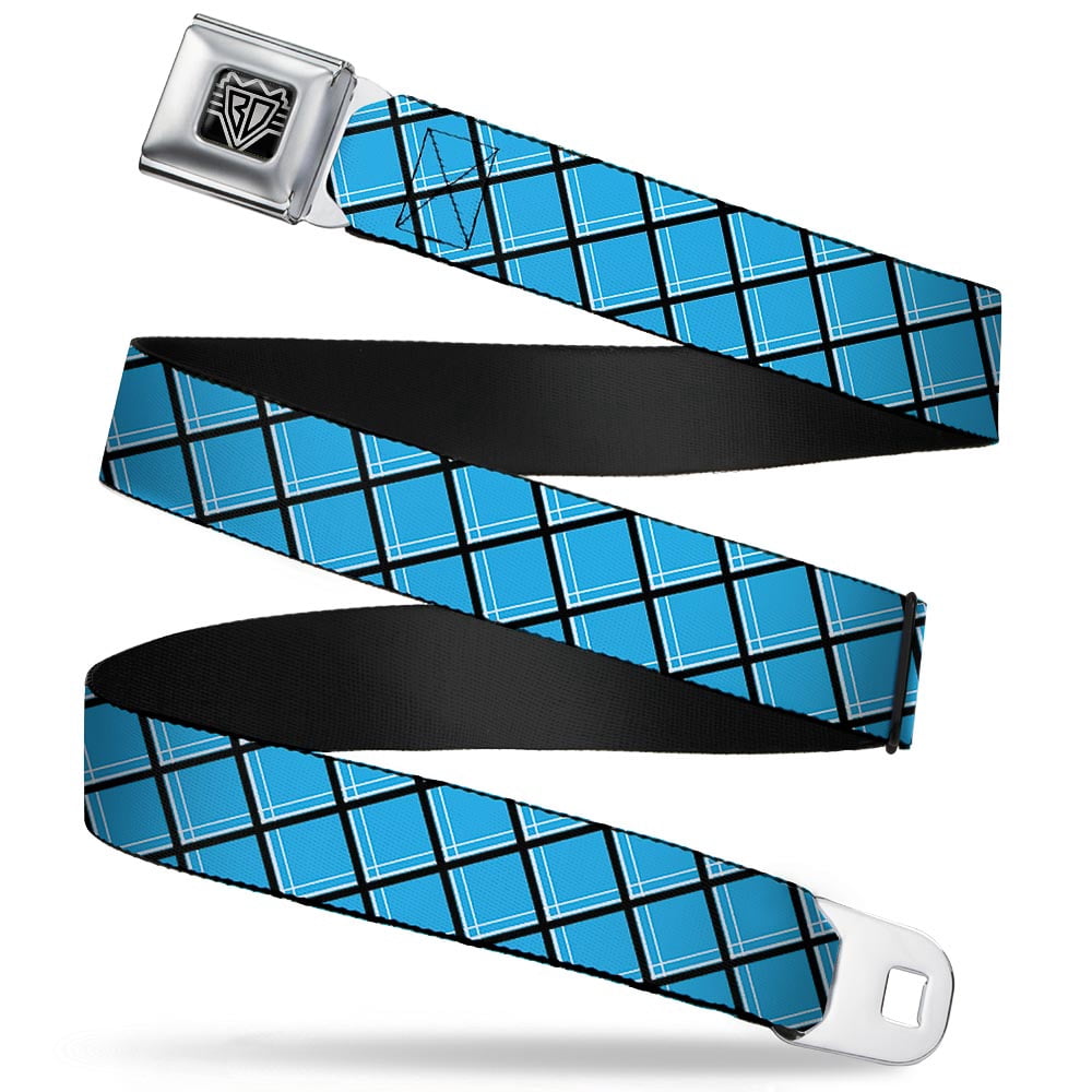 Buckle-Down Belt, Seatbelt Buckle Belt, Wire Grid Baby Blue Black White ...