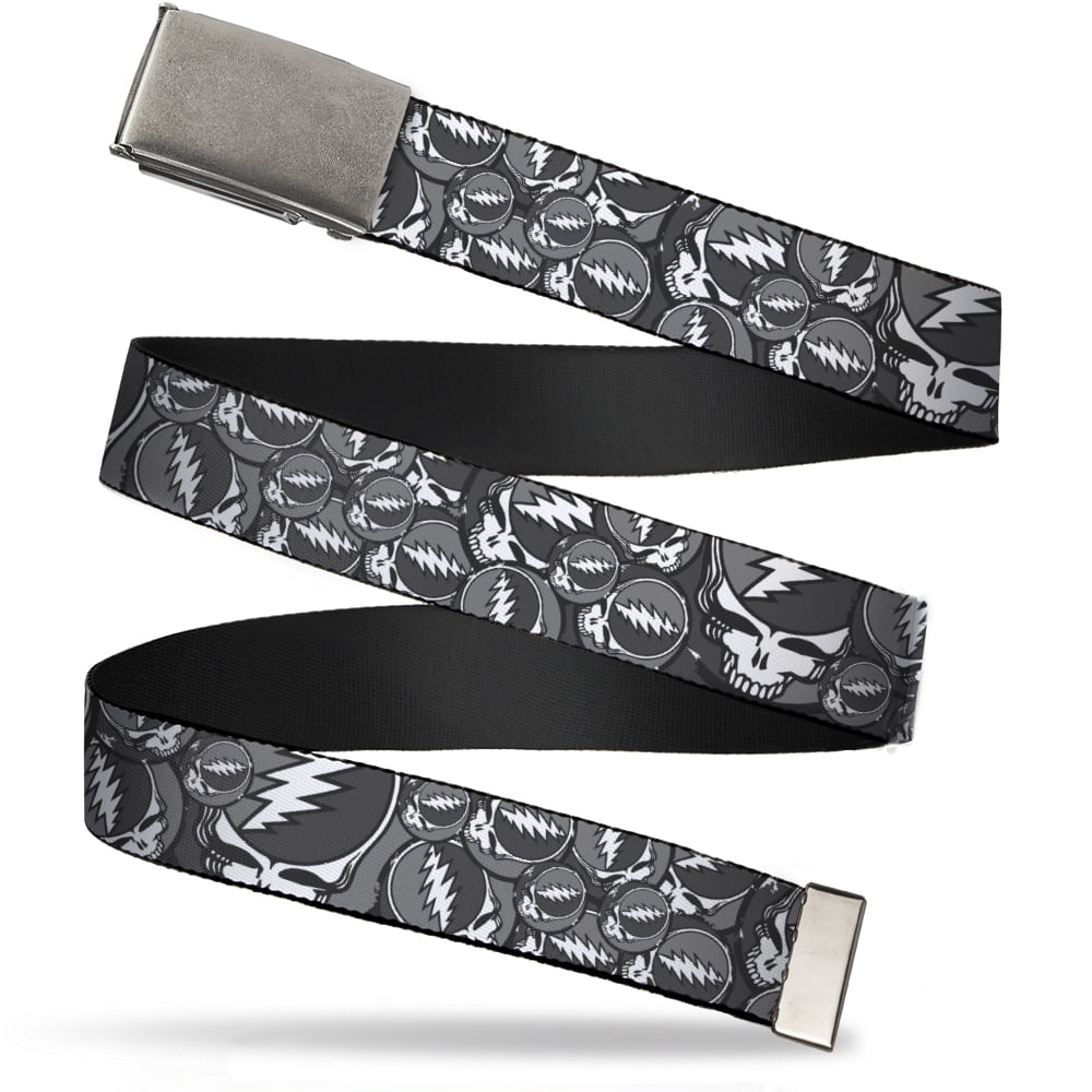 Grateful Dead Belt, Flip Web Belt Steal Your Face Stacked Gray, 1.5 ...