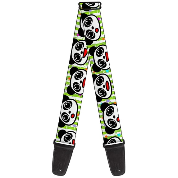 Buckle-Down Guitar Strap, Panda Bear Cartoon Bamboo White Greens Multi ...