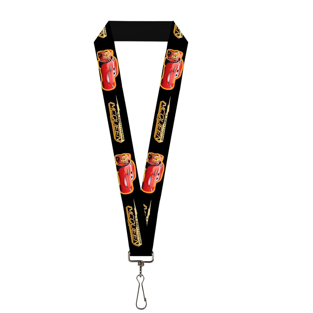 Disney Lanyard, Cars 3 Lightning McQueen Pose Bolt Black Yellows ...