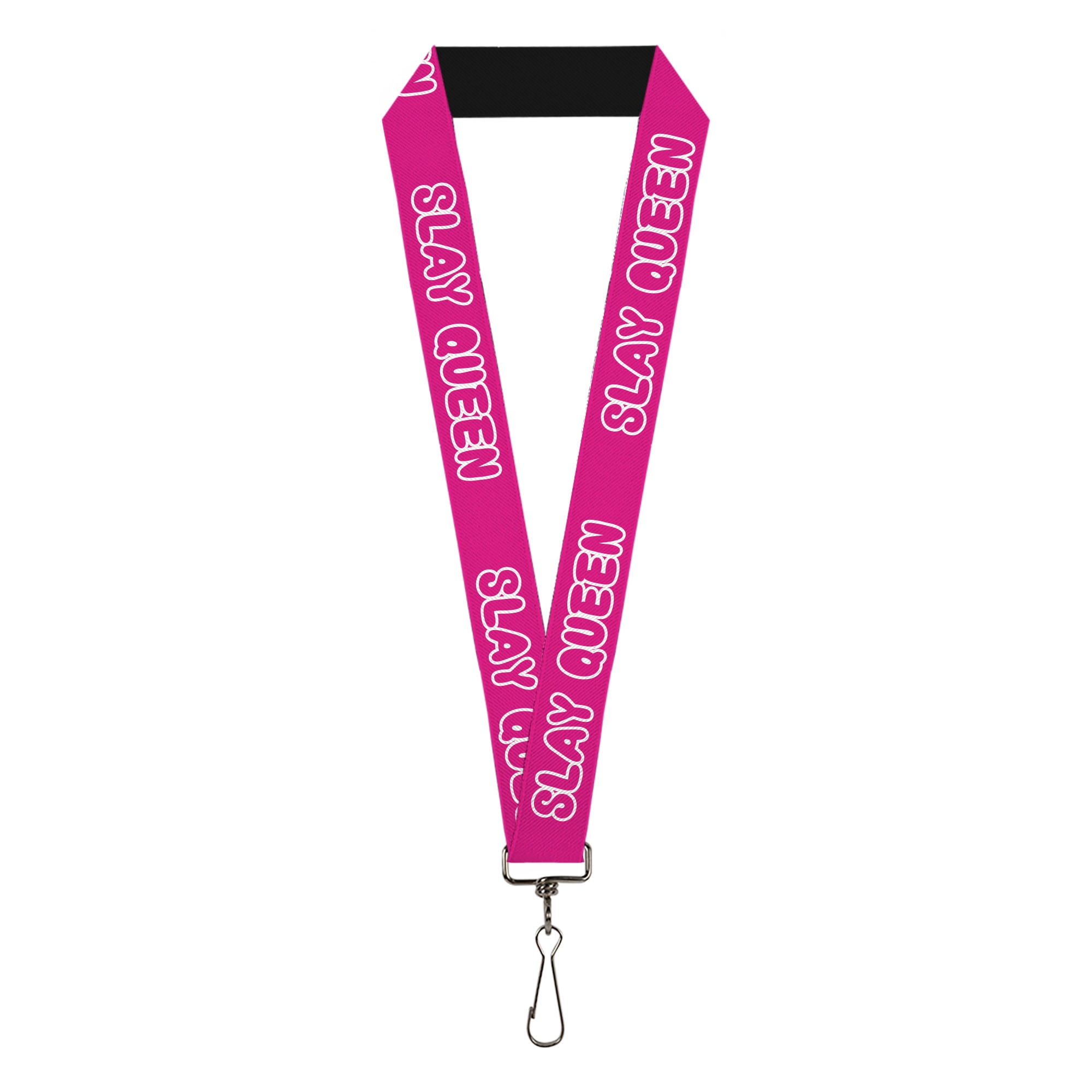 Buckle-Down Lanyard, Slay Queen Bubble Text Pink White, Elastic ...