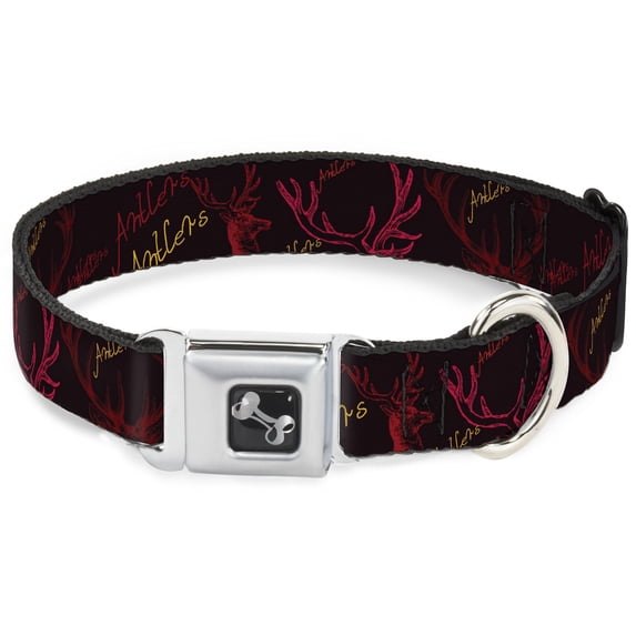 Buckle-Down Pet Collar, Dog Collar Metal Seatbelt Buckle, Antlers Black ...
