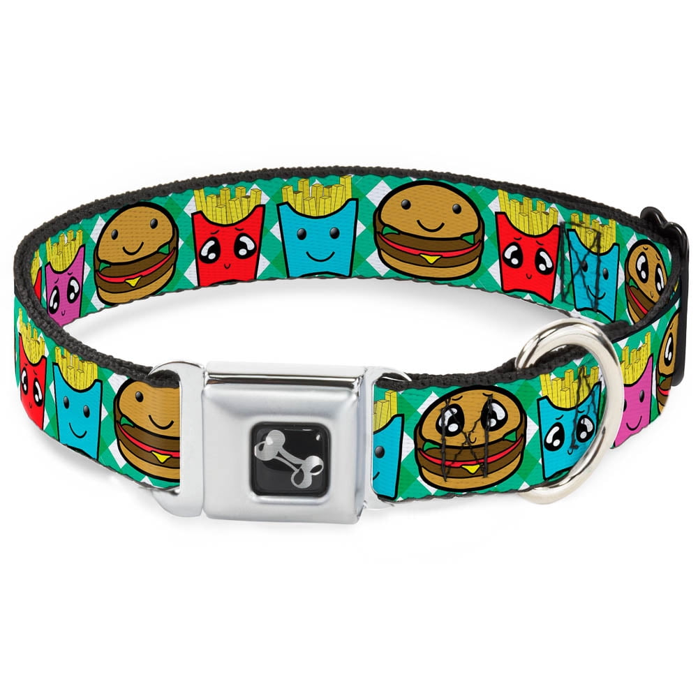 Buckle-Down Pet Collar, Dog Collar Metal Seatbelt Buckle, Burger Fries ...