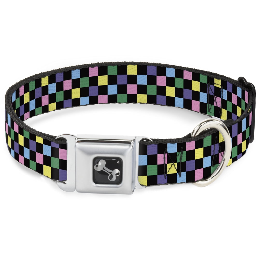 Buckle-Down Pet Collar, Dog Collar Metal Seatbelt Buckle, Checker Black ...