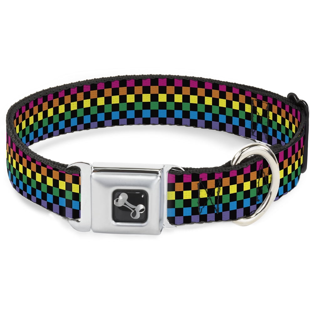 Buckle-Down Pet Collar, Dog Collar Metal Seatbelt Buckle, Checker Black ...