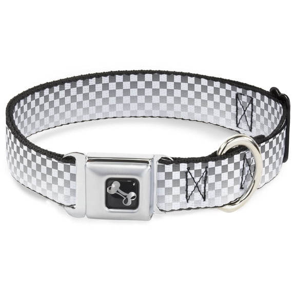 Buckle-Down Pet Collar, Dog Collar Metal Seatbelt Buckle, Checker Black ...
