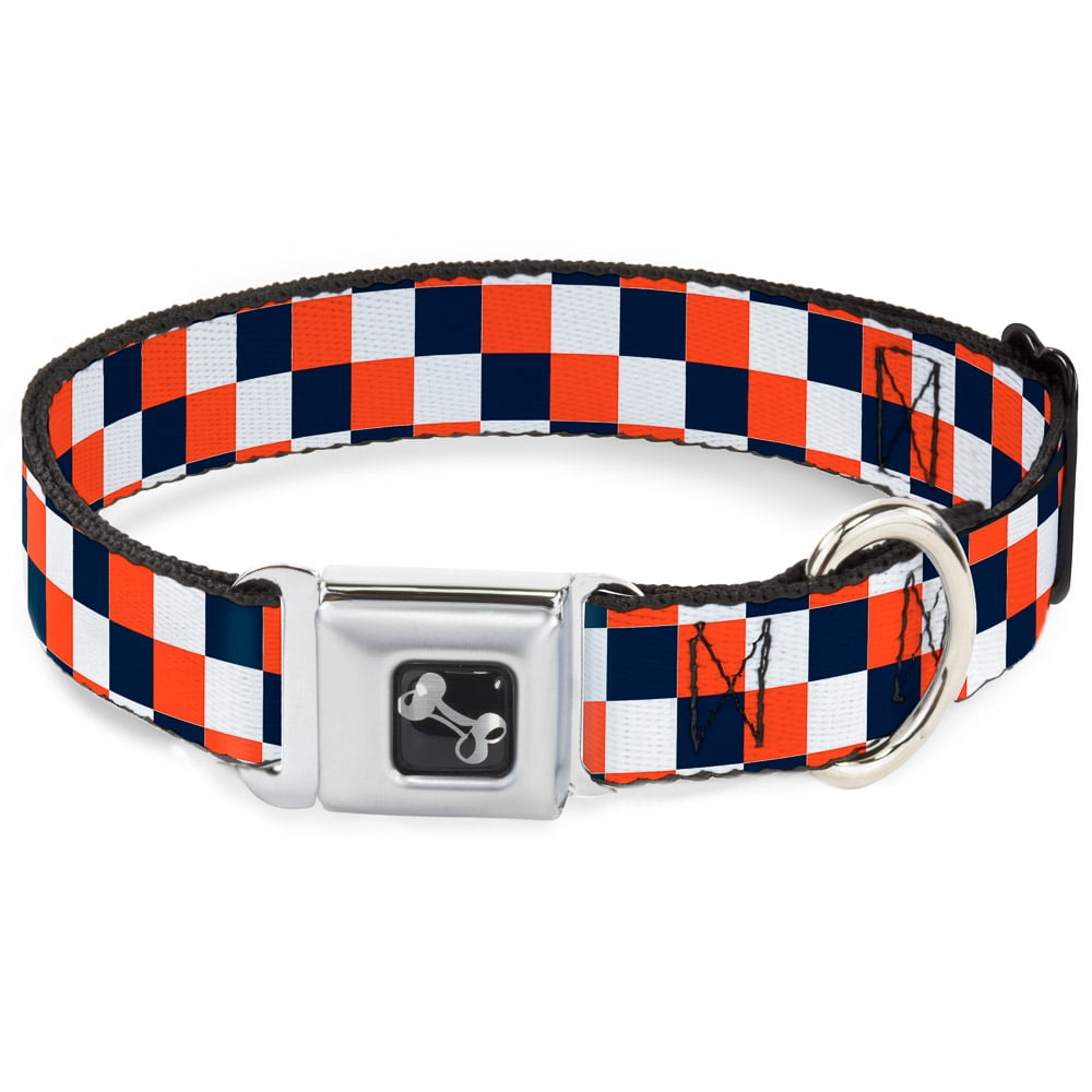 Buckle-Down Pet Collar, Dog Collar Metal Seatbelt Buckle, Checker Navy ...