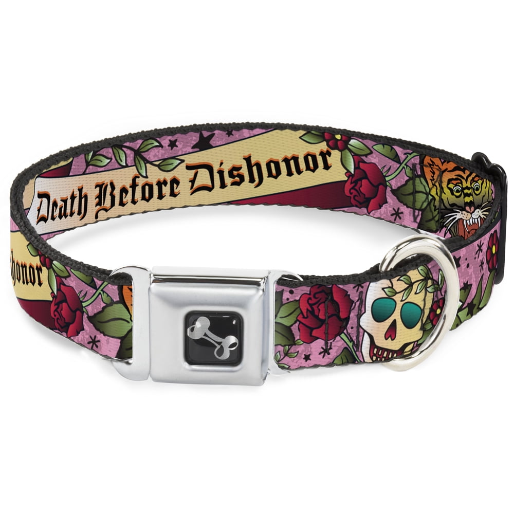 Buckle-Down Pet Collar, Dog Collar Metal Seatbelt Buckle, Death Before ...