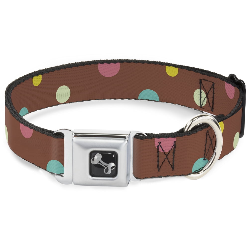 Buckle-Down Pet Collar, Dog Collar Metal Seatbelt Buckle, Dots Brown ...